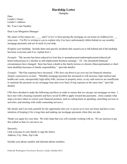  Sample Letter Explaining Financial Hardship Financial Hardship 