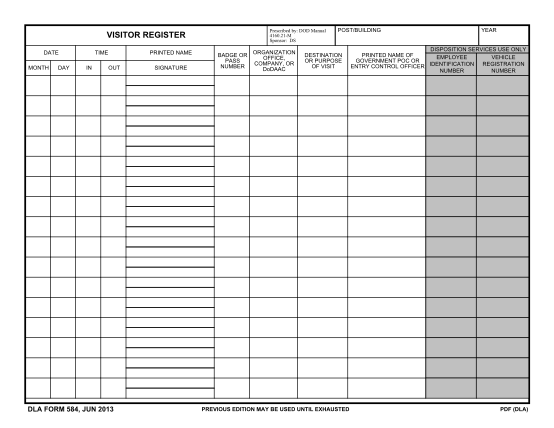 Visitor Sign In Sheet Excel