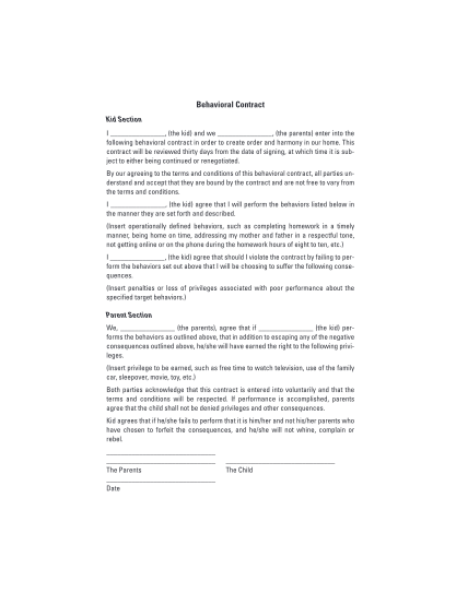 70 Behavior Contract Template For Adults Page 2 Free To Edit 