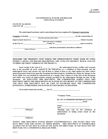 11 Final Lien Waiver Template Free To Edit Download Print CocoDoc
