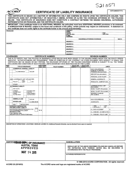 Acord 855 Fillable Form Printable Forms Free Online