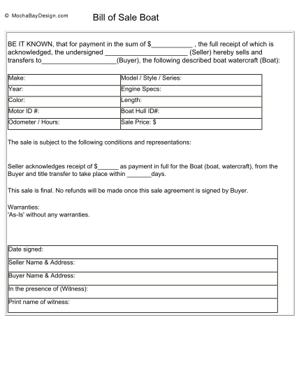 57 Boat And Trailer Bill Of Sale Pdf Free To Edit Download Print 