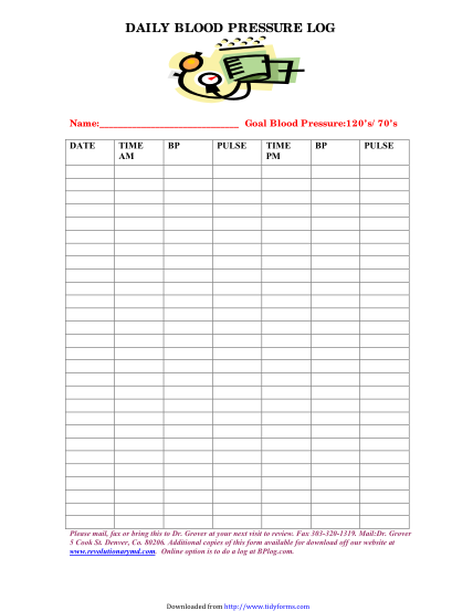 Free Blood Pressure Chart And Printable Blood Pressure Log