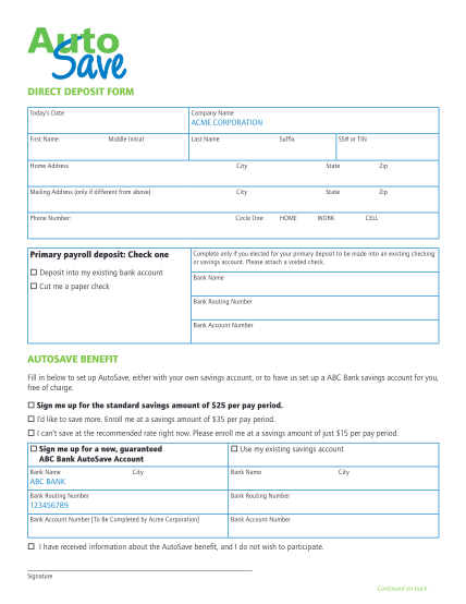 17 Printable Direct Deposit Form Free To Edit Download Print CocoDoc