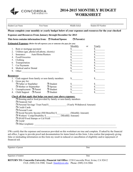 17 College Student Monthly Budget Free To Edit Download Print 