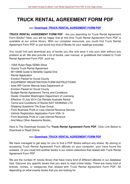 23 Truck Rental Agreement page 2 - Free to Edit, Download & Print | CocoDoc