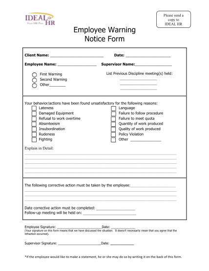 46 Employee Warning Notice Example Page 2 Free To Edit Download Print CocoDoc