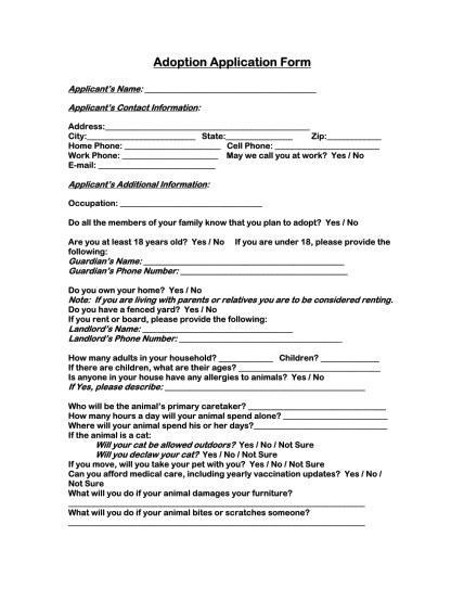 112 Pet Adoption Forms Template Pdf Page 2 Free To Edit Download Print CocoDoc