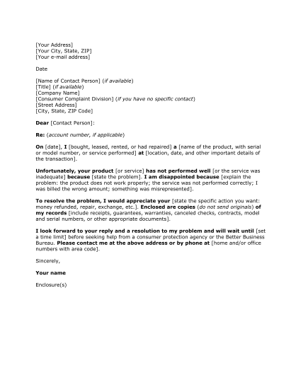 Complaint Letter Model Sample Complaint Letters 2022 11 24