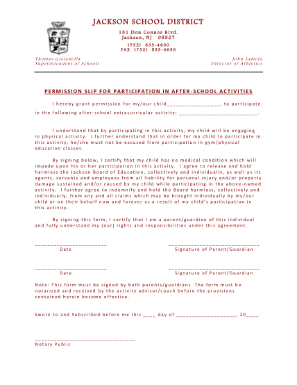 61 Sample Permission Slip For After School Activity Page 2 Free To Edit Download Print 