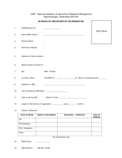 19 Sample Bio Data Sheet Free To Edit Download Print CocoDoc