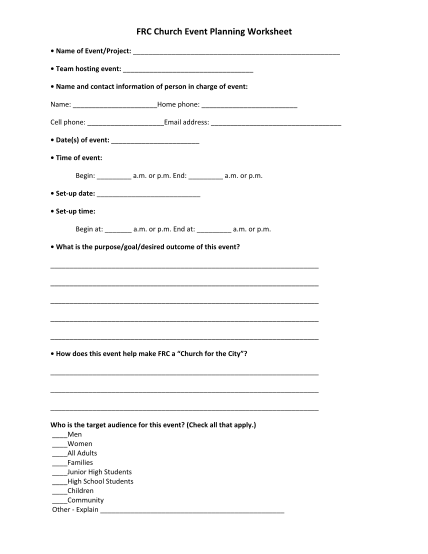 70 Event Planning Worksheet Template Free To Edit Download Print 
