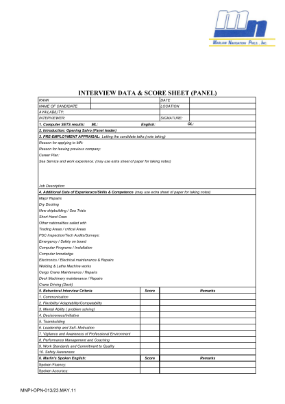 28 Interview Score Sheet Free To Edit Download Print CocoDoc