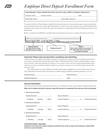 17 Direct Deposit Form Adp Free To Edit Download Print CocoDoc