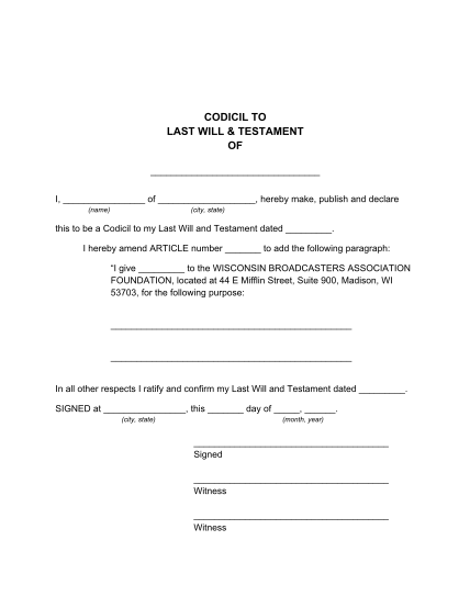 26 Sample Codicil To Last Will And Testament Free To Edit Download Print CocoDoc