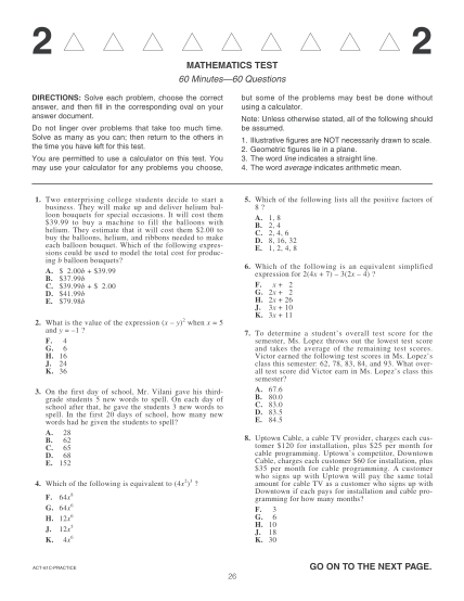 15 Act Math Practice Test Pdf Free To Edit Download Print CocoDoc