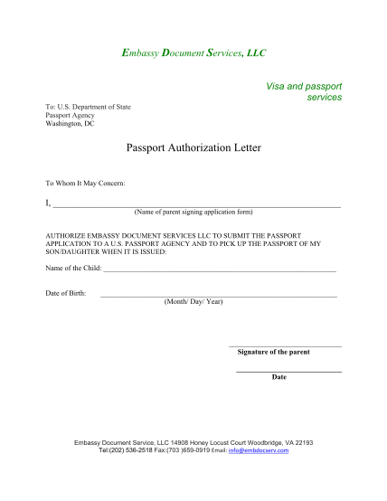 Authorization Letter For Getting Passport
