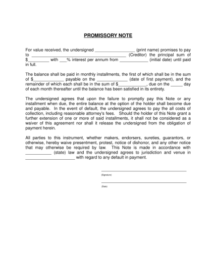 23 Promissory Note Templates Free To Edit Download Print CocoDoc