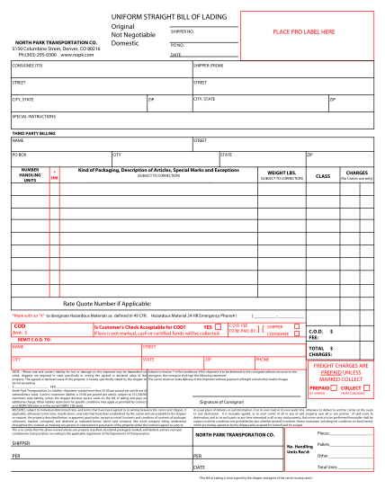 17 Straight Bill Of Lading Page 2 Free To Edit Download Print 